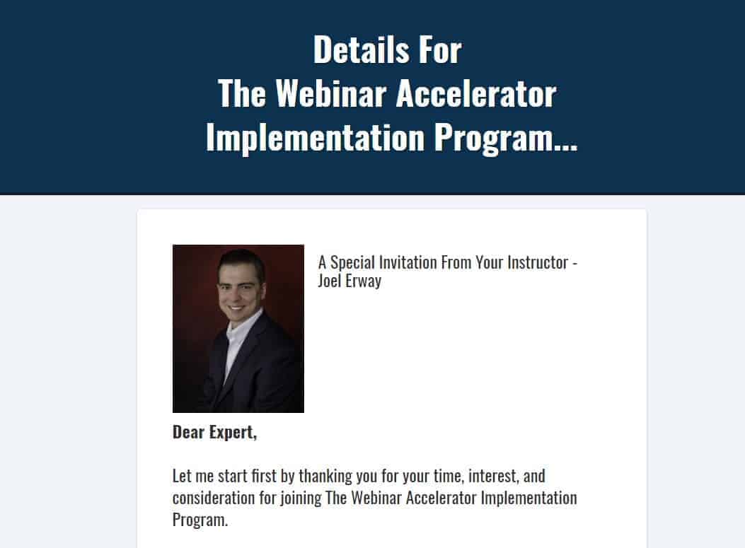 Download Webinar Accelerator Implementation Program by Joel Erway Today